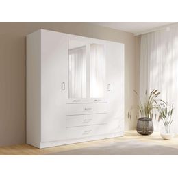 Kleiderschrank Home Affaire, B:200cm H:200,5cm T:58cm, wei&szlig;, Melamin, Jugendzimmer, Schr&auml;nke, "KOS Garderobe mit 3 Schubladen, Kleiderstange, 8