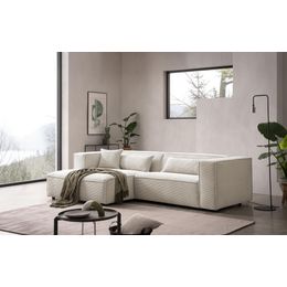 Ecksofa, B:267cm H:66cm T:167cm, beige, LeGer Home by Lena Gercke, 100% Polyester, Wohnzimmer, Sofas, "PIARA mit Kedernaht, Cord, Leinenoptik o.