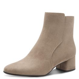 Marco Tozzi Damen Stiefelette, Gr. 40, beige, Textil, Veloursleder, Schuhe, Blockabsatz, Businessschuh, Ankleboots mit Ziern&auml;hen