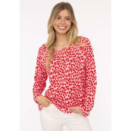 Zwillingsherz Damen Sweater ""Leo allover"", rot, Gr. SM, Sweatware, Obermaterial: 50% Baumwolle, 50% Polyester, Sweatshirts, mit animalischem