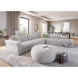 Sit & More Ecksofa SIT & MORE, B:356cm H:80cm T:292cm, silber, Samtoptik (100% Polyester);Soft clean (98% Polyester, 2% Polyamid);Struktur fein (100%