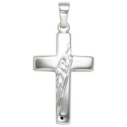 Kreuzanh&auml;nger Jobo "Anh&auml;nger Kreuz Silberkreuz 23 mm", silber 925, Schmuckanh&auml;nger, Damen, Silber 925 (Sterlingsilber), 925 Silber teil geh&auml;mmert massiv