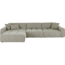 Ecksofa 3C CANDY, B:378cm H:74cm T:200cm, silber, 100% Polyester, Wohnzimmer, Sofas, "Yoshy mit Komfortfunktionen, modern und bequem, L-Form", Zwei