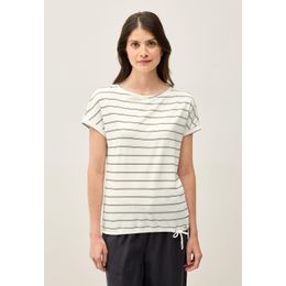 Cecil Damen T-Shirt, wei&szlig;, Gr. XXL, gestreift, Web, 50% Baumwolle, 50% Modal, Shirts, mit Tunnelzugsaum