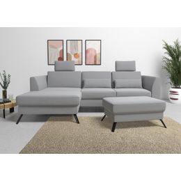 Sit & More Ecksofa SIT & MORE, B:261cm H:88cm T:172cm, grau, 100% Polyester, Wohnzimmer, Sofas, "Olsen L-Form", inklusive Sitztiefenverstellung, wahlweise mit