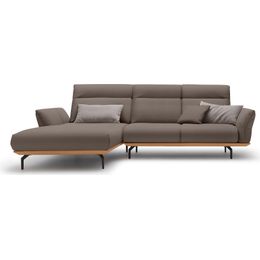 Ecksofa, B:298cm H:103cm T:183cm, beige, CREATION BY ROLF BENZ, NaturLEDER OSKAR (echtes Rindsleder), Wohnzimmer, Sofas, "CR.460", Sockel in Eiche,