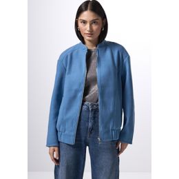 Damen Blouson, blau, Gr. 44, STREET ONE STUDIO, unifarben, Stoff, 90% Polyester, 10% Viskose, Jacken, mit Stehkragen