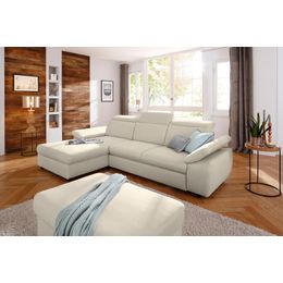 Ecksofa Home Affaire, B:287cm T:178cm, wei&szlig;, Struktur fein (100% Polyester);Luxus-Microfaser Lederoptik (100% Polyester);Soft clean (98% Polyester,