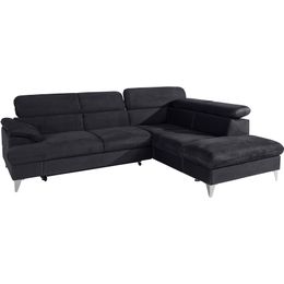 Ecksofa COTTA, B:256cm H:74cm T:208cm, grau, Kunstleder SOFTLUX;NaturLEDER (echtes Rindsleder);Microfaser PRIMABELLE (100% Polyester), Wohnzimmer,