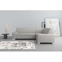 Ecksofa DOMO collection, B:259cm H:85cm T:191cm, grau, Wohnzimmer, Sofas, "Anzio in kubischer Formensprache, flache Armlehnen, L-Form", Wahlweise mit