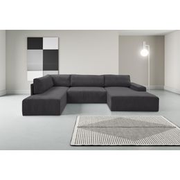 Wohnlandschaft WERK2, B:325cm H:85cm T:190cm, grau, 90% Polyester, 10% Nylon, Sofas, "Rotterdam, U-Form, in kuschelweichem Cord oder Breitcord.
