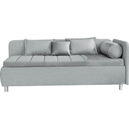 Schlafsofa Alina, B:207cm H:80cm T:102,5cm, grau, Struktur TMD (100% Polyester), Jugendzimmer, Sofas, "Kiana", mit Bettkasten und Zierkissen,