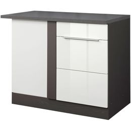 Eckunterschrank KOCHSTATION, B:110cm H:85cm T:60cm, wei&szlig;, Holzwerkstoff, MDF, K&uuml;che, Schr&auml;nke, "KS-Brindisi", praktischer Stauraum in der Ecke