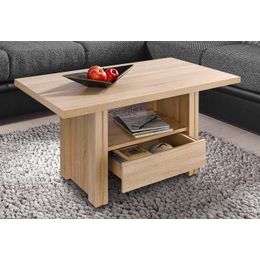 Couchtisch Hela, B:105cm H:55cm T:67cm, braun, Wohnzimmer, Tische, mit Schublade