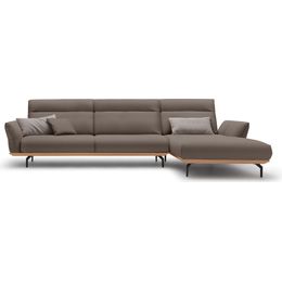 Ecksofa, B:338cm H:103cm T:183cm, beige, CREATION BY ROLF BENZ, NaturLEDER OSKAR (echtes Rindsleder), Wohnzimmer, Sofas, "CR.460", Sockel in Eiche,