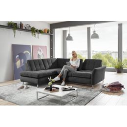 Ecksofa DIE PLANBAR, B:242cm H:87cm T:116cm, schwarz, 100% Polyester, Wohnzimmer, Sofas, "MP-IN20016 L-Form mit Kaltschaum-Polsterung", wahlweise mit