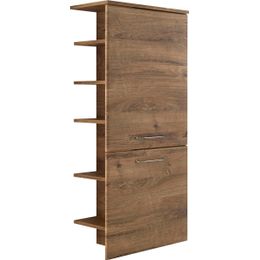 Midischrank SAPHIR, B:50cm H:123cm T:33cm, braun, Spanplatte, Badezimmer, Schr&auml;nke, "Quickset Badschrank 50 cm breit, 2 T&uuml;ren, seitliche Ablagen",