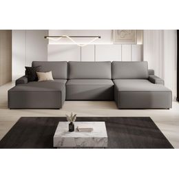 Wohnlandschaft Trendmanufaktur, B:333cm H:98cm T:168cm, grau, 92% Polyester / 8% Nylon, Sofas, "Challenge, Schlafsofa mit Bettkasten, Couch in