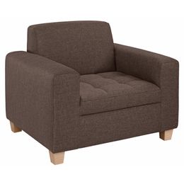 Sessel Home Affaire, B:101cm H:80cm T:86cm, braun, Struktur fein (100% Polyester);Chenille (100% Polyester);NaturLEDER (echtes Rindsleder) auf