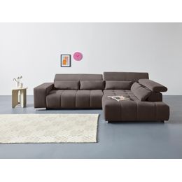 Ecksofa COTTA, B:310cm H:70cm T:225cm, schwarz, 100% Polyester, Wohnzimmer, Sofas, "Orion L-Form", mit Kopfteilverstellung & 5 Nierenkissen