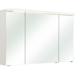 Spiegelschrank SAPHIR, B:120cm H:72,3cm T:17cm, wei&szlig;, Badezimmer, Schr&auml;nke, "Balto Sprint Badschrank mit LED-Lichtkranz, 120 cm breit, 3 T&uuml;ren",