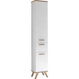 Hochschrank SAPHIR, B:35,5cm H:205cm T:33cm, wei&szlig;, Badezimmer, Schr&auml;nke, "Quickset Badschrank 35,5 cm breit, 2 T&uuml;ren, 1 Schublade",