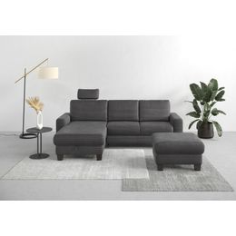 Ecksofa Home Affaire, B:249cm H:91cm T:164cm, grau, 100% Polyester, Wohnzimmer, Sofas, "Summer L-Form", mit Recamiere, mit oder ohne Bettfunktion und