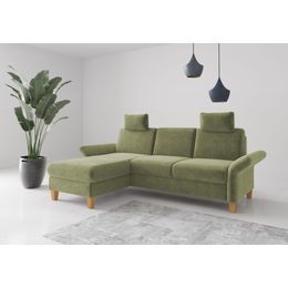 Ecksofa Home Affaire, B:251cm H:90cm T:164cm, gr&uuml;n, 100% Polyester, Wohnzimmer, Sofas, "Rochelle, L-Form", wahlweise mit Armteilverstellung,
