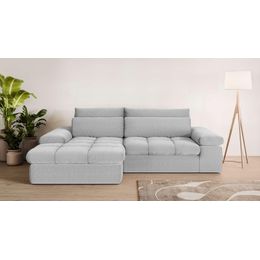 Ecksofa Home Affaire, B:274cm H:106cm T:203cm, grau, 100% Polyester, Wohnzimmer, Sofas, "ALVERIE mit Recamiere, moderne Steppung, Ma&szlig;e: B/T/H