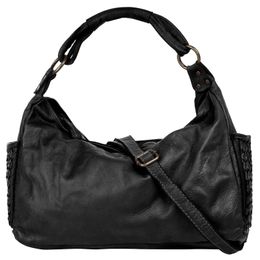 Samantha Look Damen Henkeltasche, schwarz, Leder, vintage, Taschen, echt Leder, Made in Italy