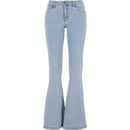 Urban Classics Damen Bequeme Jeans "Urban Classics Damen Ladies Organic Low Waist Flared Denim"ighter washed, Gr. 29, unifarben, 98% Baumwolle, 2%