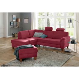Ecksofa Home Affaire, B:250cm H:89cm T:201cm, rot, Struktur ( 100% Polyester);Struktur fein ( 100% Polyester);Luxus-Microfaser ALTARA NUBUCK (100%