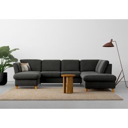 Wohnlandschaft Home Affaire, B:307cm H:86cm T:213cm, grau, 95% Polyester, 5% Polyamid, Sofas, "Trelleborg U-Form", wahlweise mit Bettfunktion und