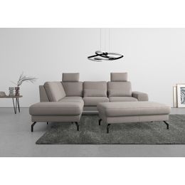 Sit & More Ecksofa SIT & MORE, B:260cm H:91cm T:226cm, grau, Wohnzimmer, Sofas, "Cinturo L-Form", inklusive Sitztiefenverstellung und Federkern, Sitzh&ouml;he 48 cm