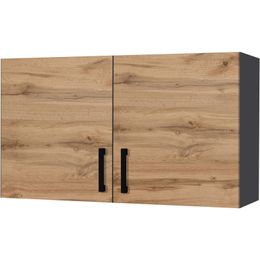 H&auml;ngeschrank KOCHSTATION, B:100cm H:57cm T:34cm, grau, Holzwerkstoff, K&uuml;che, Schr&auml;nke, "KS-Toronto, Breite 100 cm"