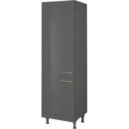 Hochschrank Nobilia, B:60cm H:216,6cm T:58,3cm, grau, K&uuml;che, Schr&auml;nke, ""Flash", Ausrichtung w&auml;hlbar, mit zwei T&uuml;ren, vormontiert", Breite/H&ouml;he: