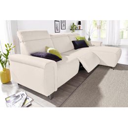 Sit & More Ecksofa SIT & MORE, B:253cm H:102cm T:168cm, beige, Luxus-Microfaser (100% Polyester);NaturLEDER Punch (echtes Rindsleder) in Sitz und R&uuml;cken. Korpus