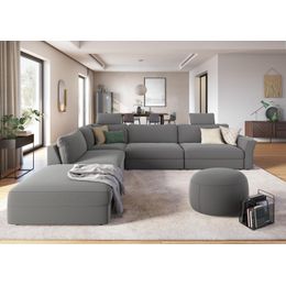 Sit & More Ecksofa SIT & MORE, B:356cm H:80cm T:292cm, grau, Samtoptik (100% Polyester);Soft clean (98% Polyester, 2% Polyamid);Struktur fein (100% Polyester),