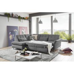 Ecksofa DIE PLANBAR, B:242cm H:87cm T:116cm, grau, 100% Polyester, Wohnzimmer, Sofas, "MP-IN20016 L-Form mit Federkern-Polsterung", wahlweise mit
