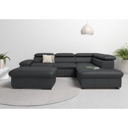 Ecksofa Home Affaire, B:272cm H:73cm T:226cm, schwarz, Luxus-Microfaser Lederoptik (100% Polyester);Luxus-Microfaser weich (9)0% Polyester / 10%