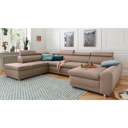 Sit & More Wohnlandschaft SIT & MORE, B:337cm H:92cm T:95cm, braun, Struktur (100% Polyester);Flachgewebe (100% Polyester);Luxus-Microfaser (100% Polyester),