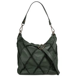 Samantha Look Damen Henkeltasche, gr&uuml;n, Leder, leicht gl&auml;nzend, unifarben, Taschen, echt Leder, Made in Italy