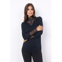 soyaconcept Damen Spitzenshirt "SC-MARICA 20", schwarz, Gr. M, unifarben, Jersey, Obermaterial: 93% Lyocell, 7% Elasthan, Shirts
