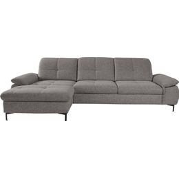 Ecksofa Alina, B:300cm H:100cm T:203cm, grau, Struktur TTA (100% Polyester), Wohnzimmer, Sofas, "Melina", In 2 Breiten, Wahlweise mit und ohne