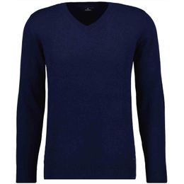 Ragman Herren Rundhalspullover, blau, Gr. L, 90% Wolle 10% Cashmere, Pullover