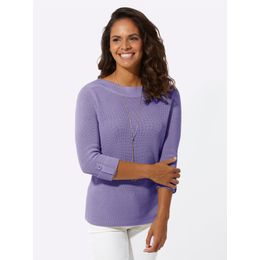 Casual Looks Damen 3/4 Arm-Pullover "3/4-Arm-Pullover", lila, Gr. 38, unifarben, 100% Baumwolle, Pullover