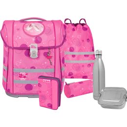 McNeill Kinder Schulranzen "Perfecto, Pinky", pink, Polyester, Rucks&auml;cke, inkl. Federm&auml;ppchen, Turnbeutel, Schlamperrolle & Motivmagnet