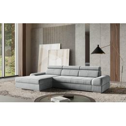 Sit & More Ecksofa SIT & MORE, B:284cm H:79cm T:171cm, grau, 100% Polyester, Wohnzimmer, Sofas, "Broadway L-Form", inklusive Kopfteilverstellung, wahlweise mit