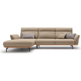 Ecksofa, B:318cm H:103cm T:183cm, beige, CREATION BY ROLF BENZ, NaturLEDER OSKAR (echtes Rindsleder), Wohnzimmer, Sofas, "CR.460", Sockel in Eiche,
