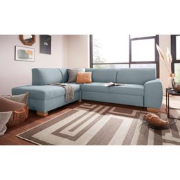 Ecksofa DOMO collection, B:260cm H:81cm T:195cm, blau, Wohnzimmer, Sofas, "Incanto kubische Formensprache, komfortabel, L-Form", wahlweise mit